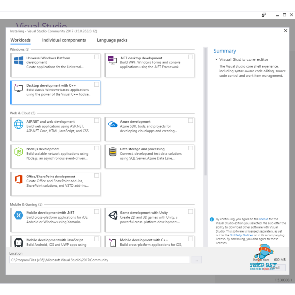 Instalasi Visual Studio 2017 Community Edition Untuk Development C++ ...